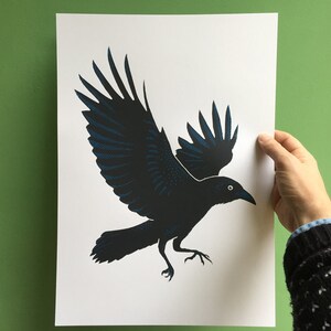 Crow No.2 A3 Two-colour Linocut Screen-print - Etsy