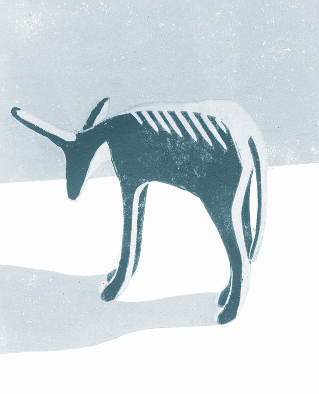 Little Grey Donkey A3 poster-print from a linocut | Etsy