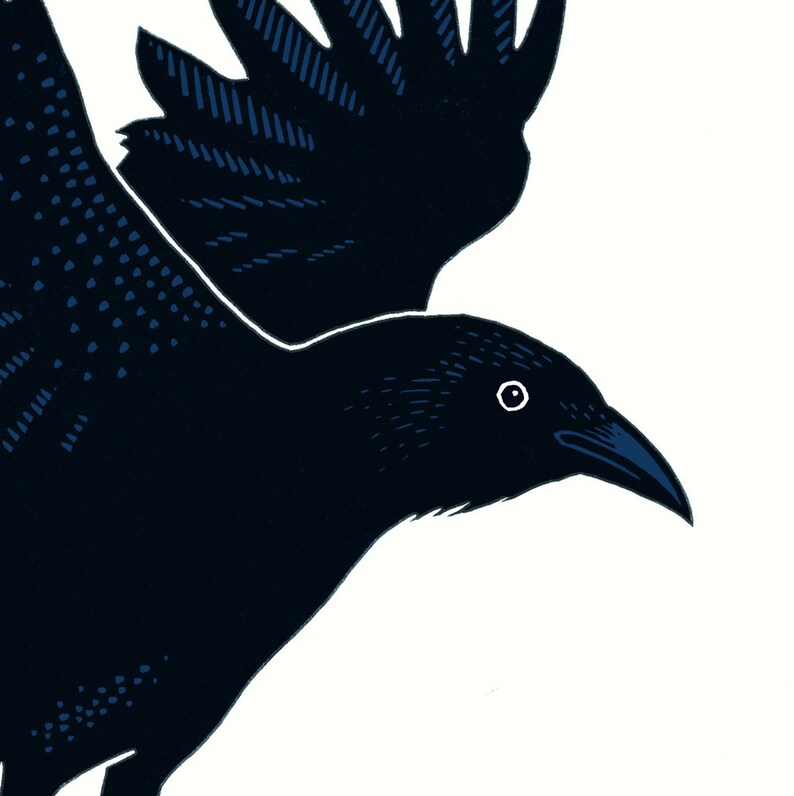 Crow No.2 A3 Two-colour Linocut Screen-print - Etsy
