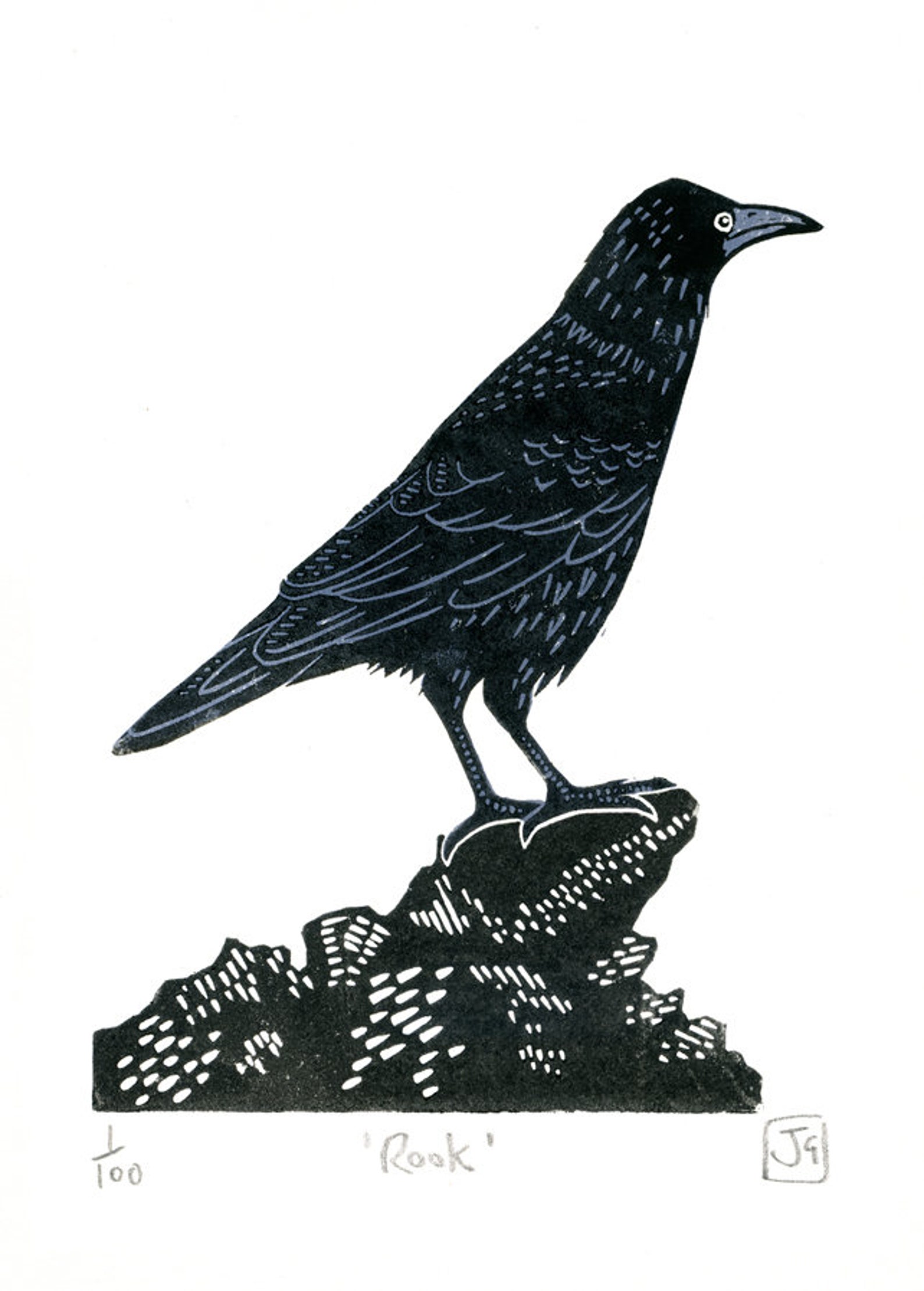 Rook Two-colour Linocut Print - Etsy