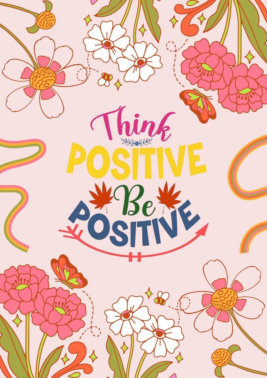 Think Positive, Be Positive – Motivational Printable Poster - Etsy