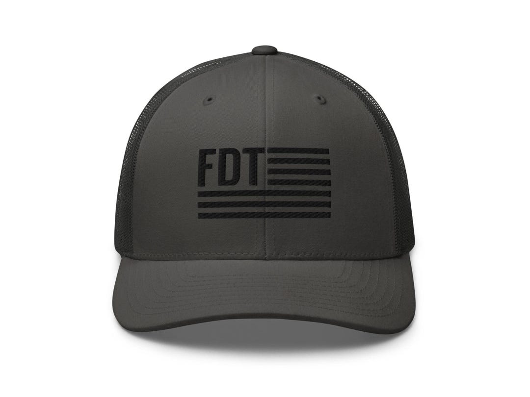 FDT Tactical Trucker Cap - Anti-trump - Black Embroidered on Charcoal ...