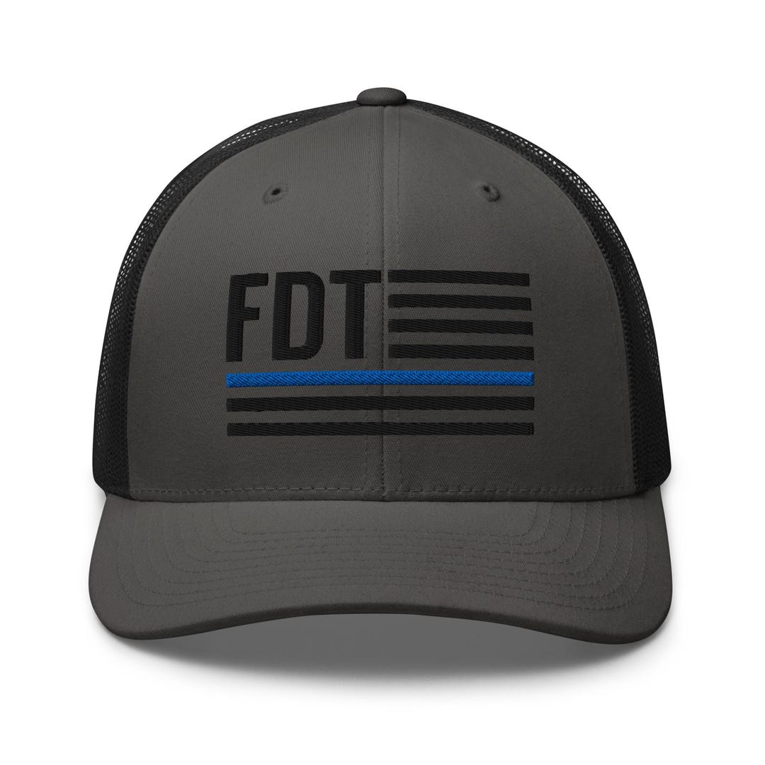 FDT Thin Blue Line Tactical Trucker Cap - Anti-trump Police Hat - Black ...