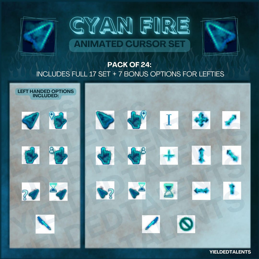 Cyan Fire Theme Cursor Pack | Custom Animated Mouse Cursors for Windows ...