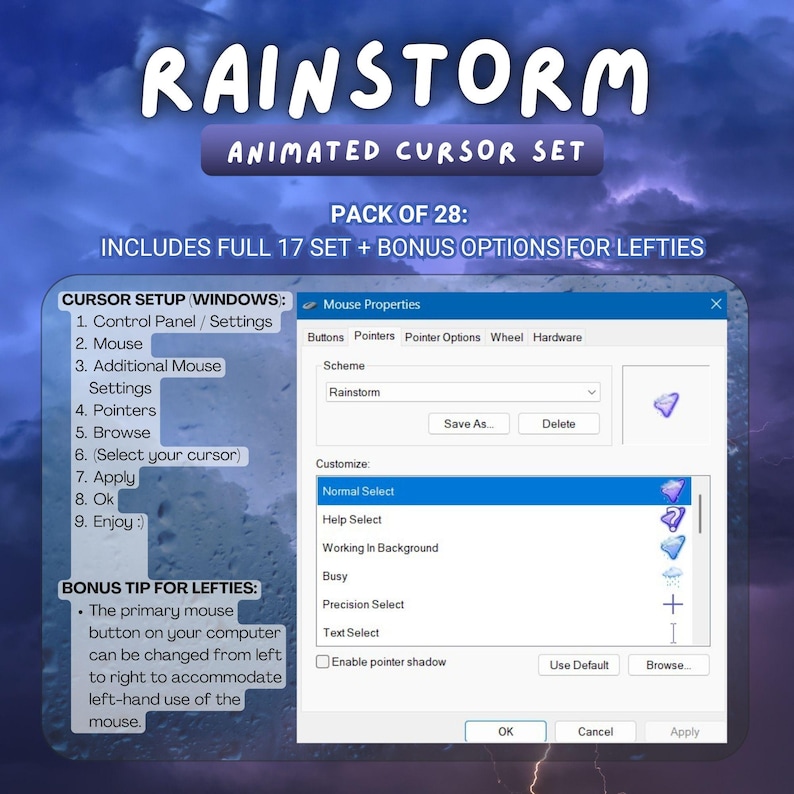 Rainstorm Theme Cursor Pack | Custom Animated Mouse Cursors for Windows ...