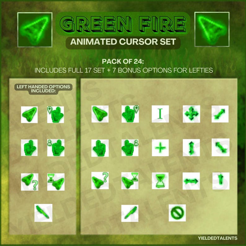 Green Fire Theme Cursor Pack | Custom Animated Mouse Cursors for ...