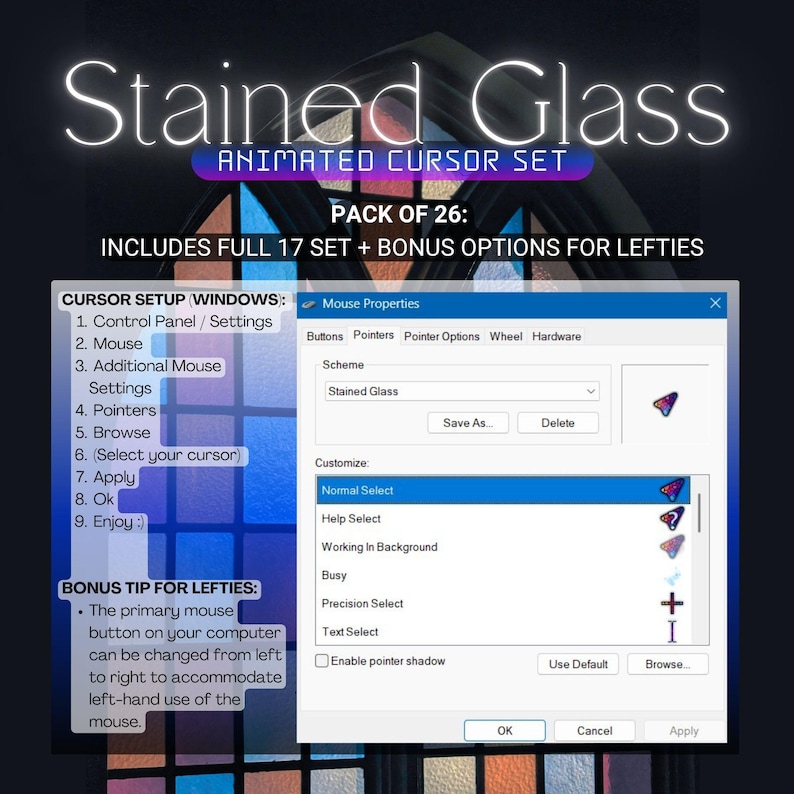 Stained Glass Theme Cursor Pack | Custom Animated Mouse Cursors for ...