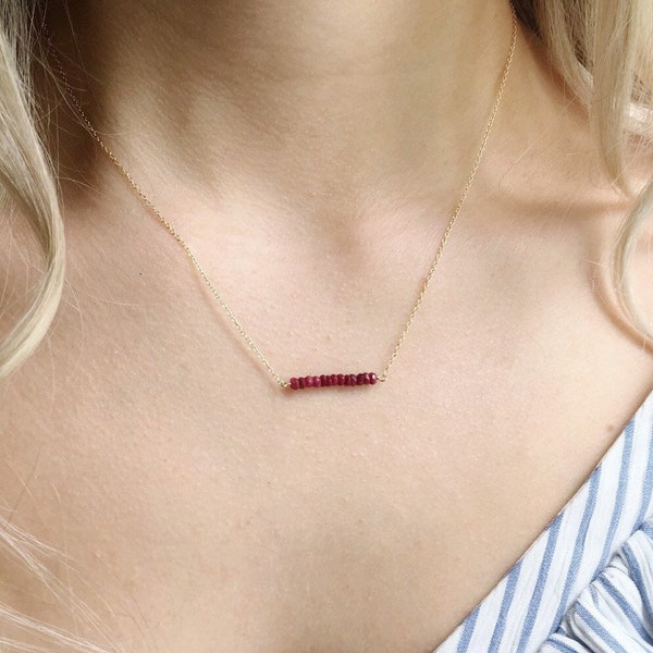 Ruby Beads Necklace - Etsy