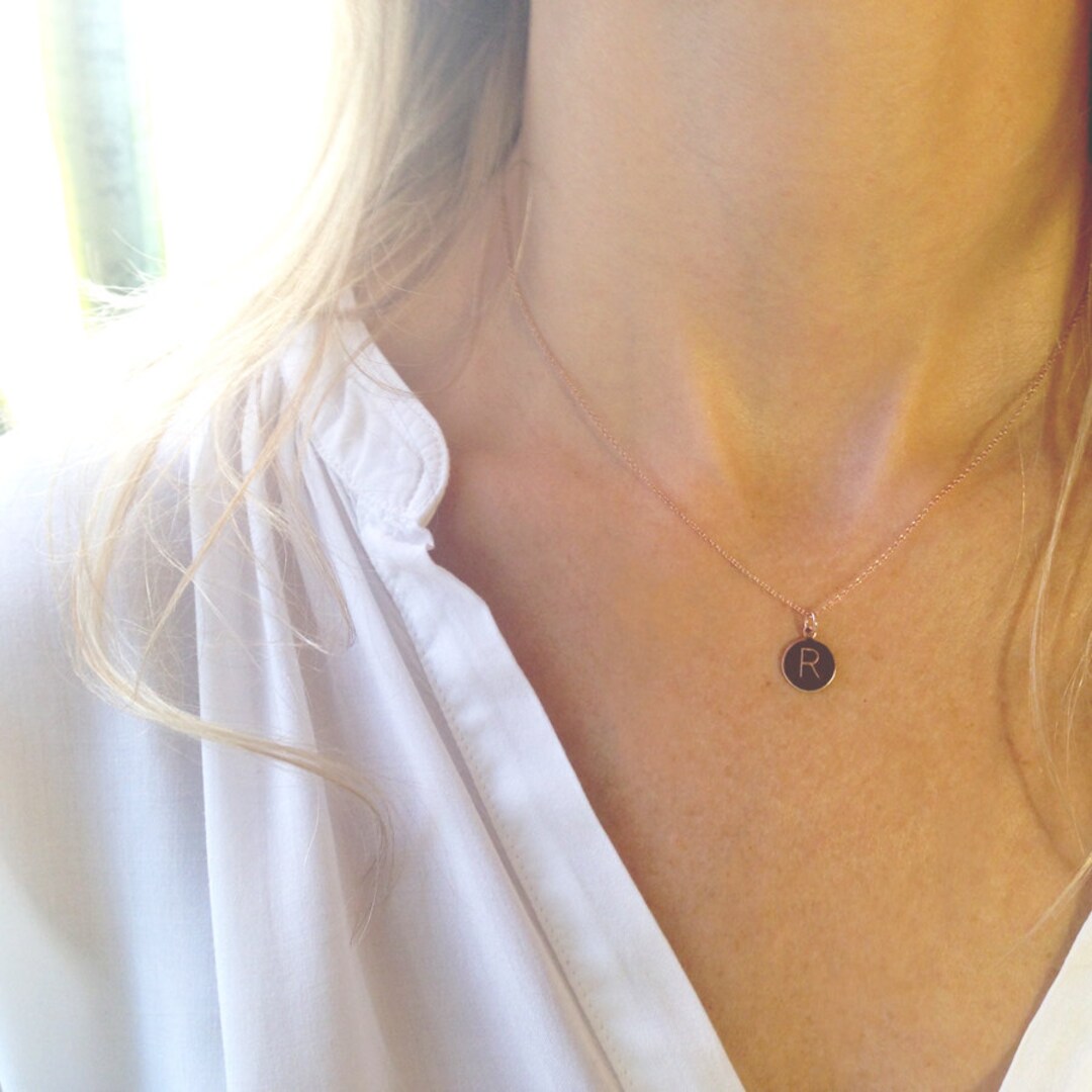 Rose Gold Initial Necklace , Rose Gold Letter Necklace, Dainty Necklace ...