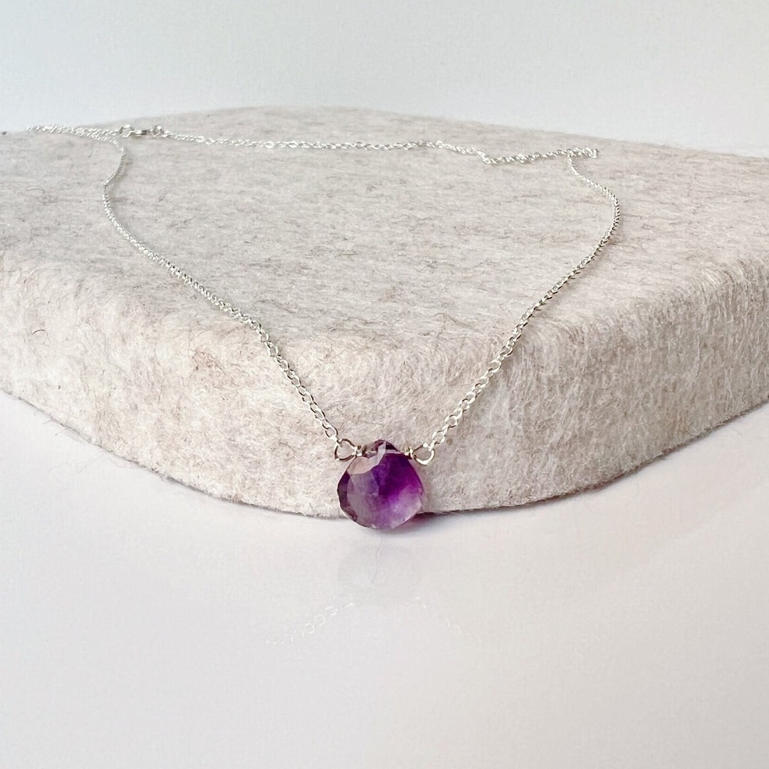 Sterling Silver Amethyst Necklace, Genuine Amethyst Necklace, February ...