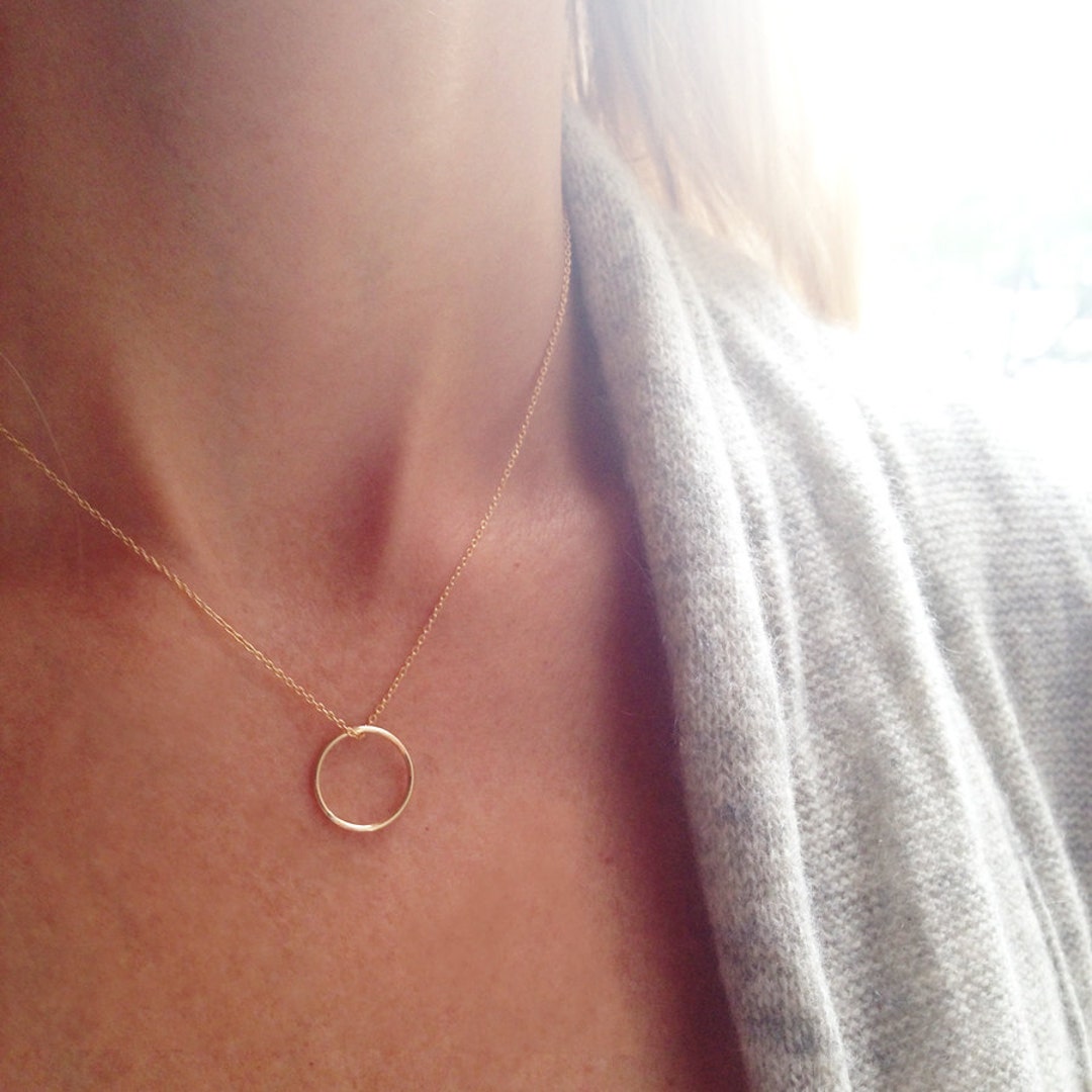 Gold Circle Necklace, Minimal Necklace, Simple Gold Necklace, Infinity ...