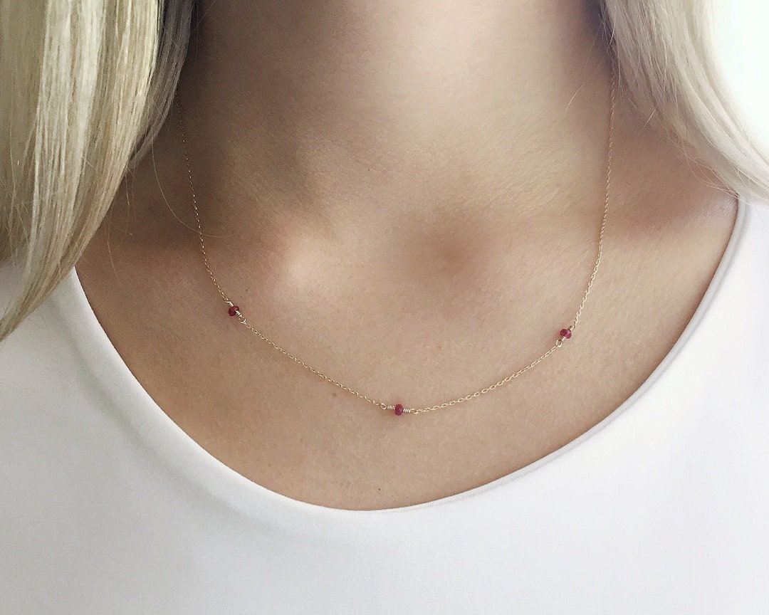Ruby Necklace, Genuine Ruby Necklace, Ruby Birthstone Jewelry, July ...