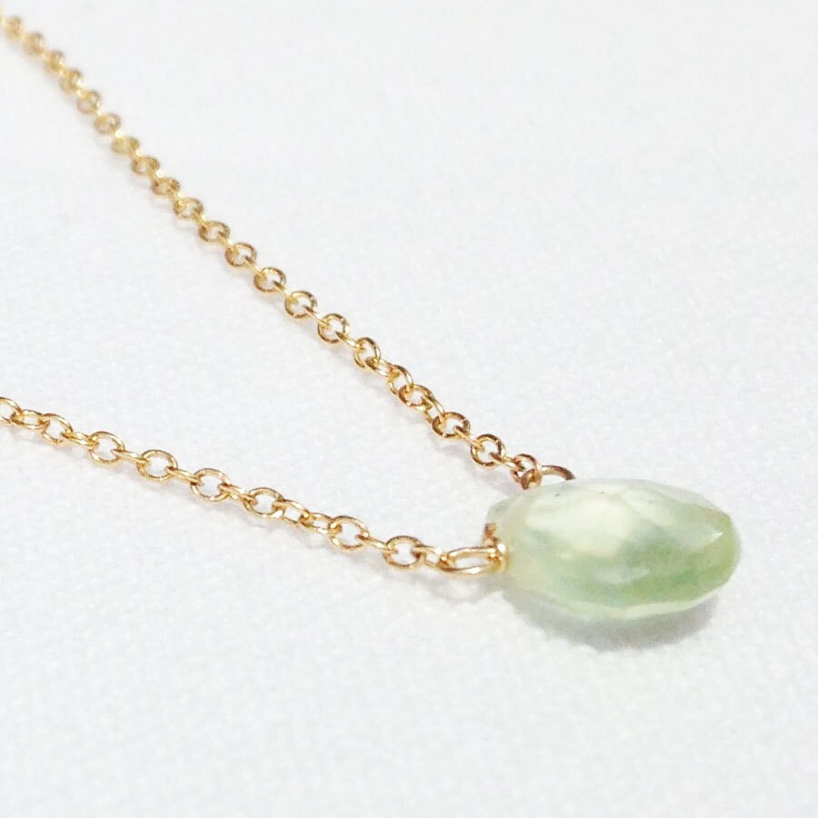 Prehnite Necklace Simple Gemstone Necklace Gold Prehnite - Etsy