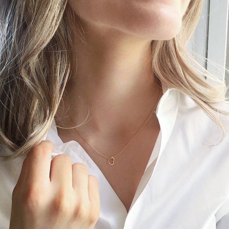 Simple Gold Heart Necklace - Etsy