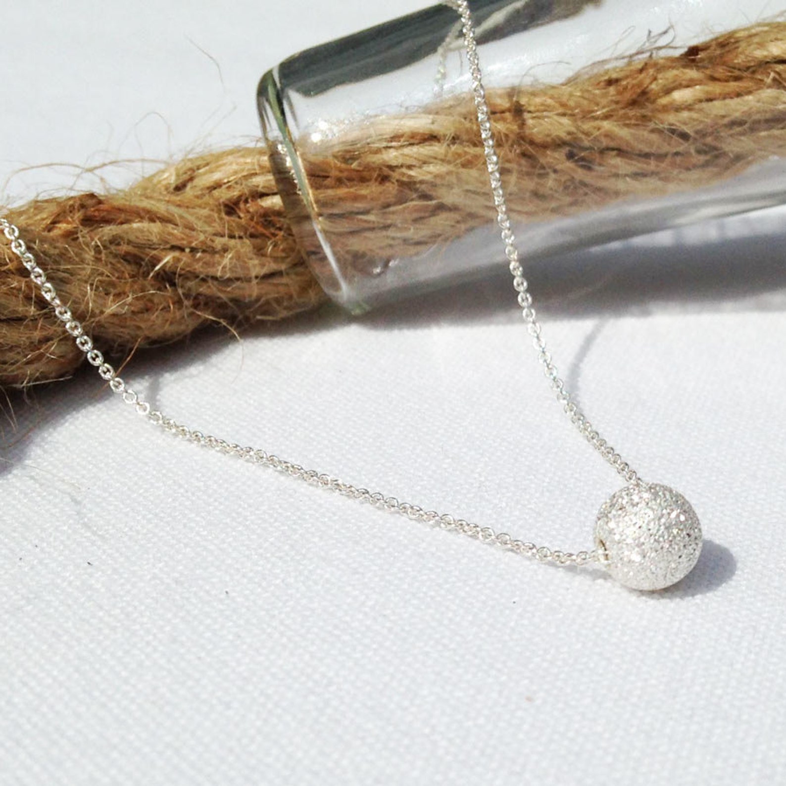 Silver Necklace Silver Ball Sterling Silver Dainty - Etsy