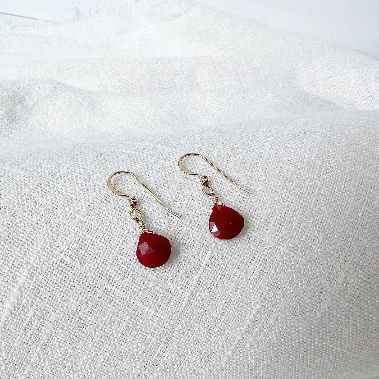 Ruby Earrings, Ruby Drop Earrings, July Birthstone Earrings, Ruby ...