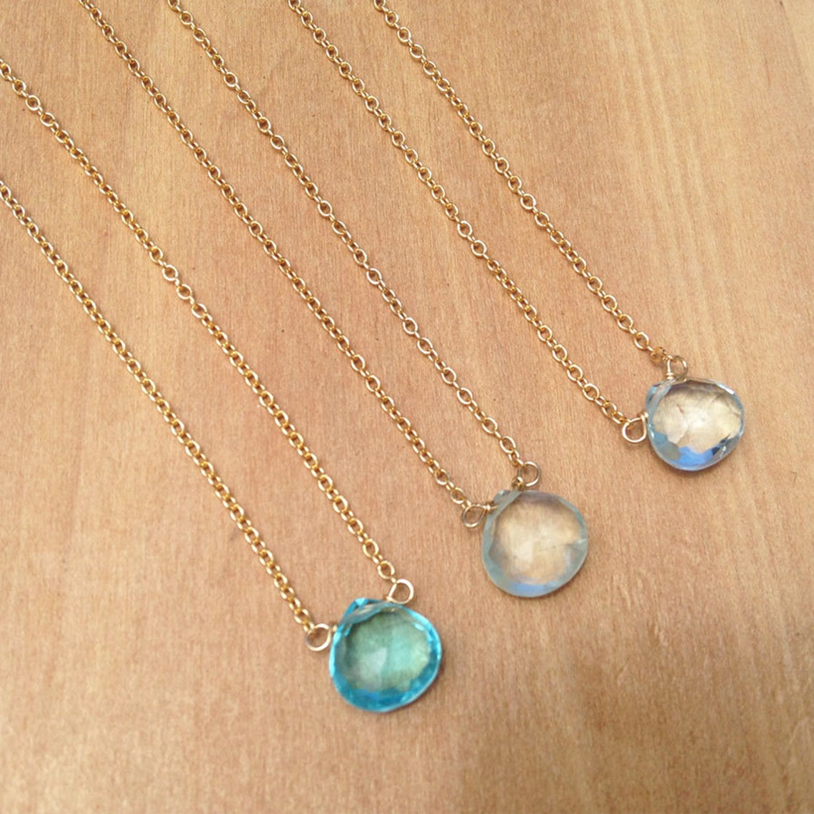 Prehnite Necklace Simple Gemstone Necklace Gold Prehnite | Etsy