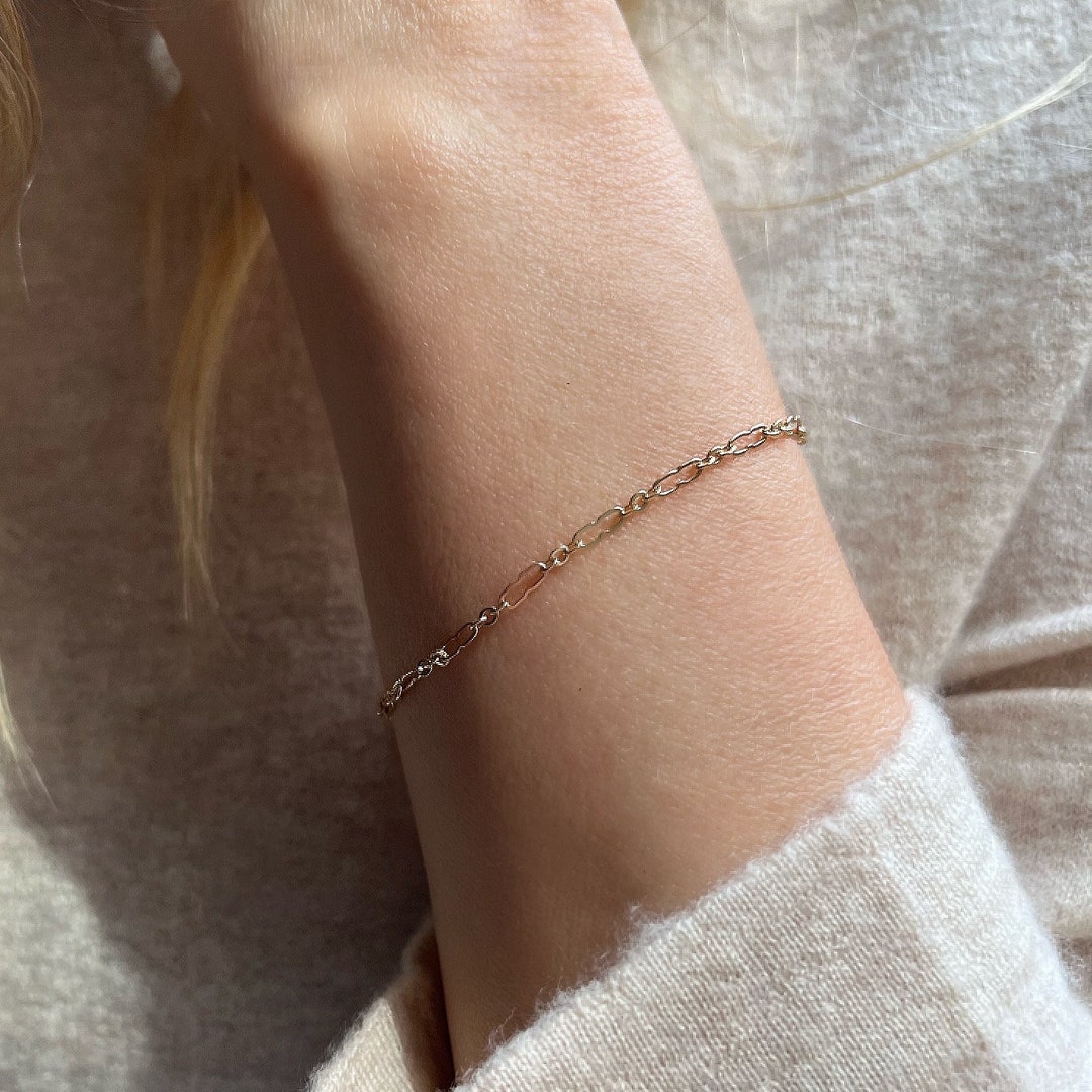 Gold Chain Bracelet, Dainty Simple Chain Bracelet, Figaro Bracelet ...