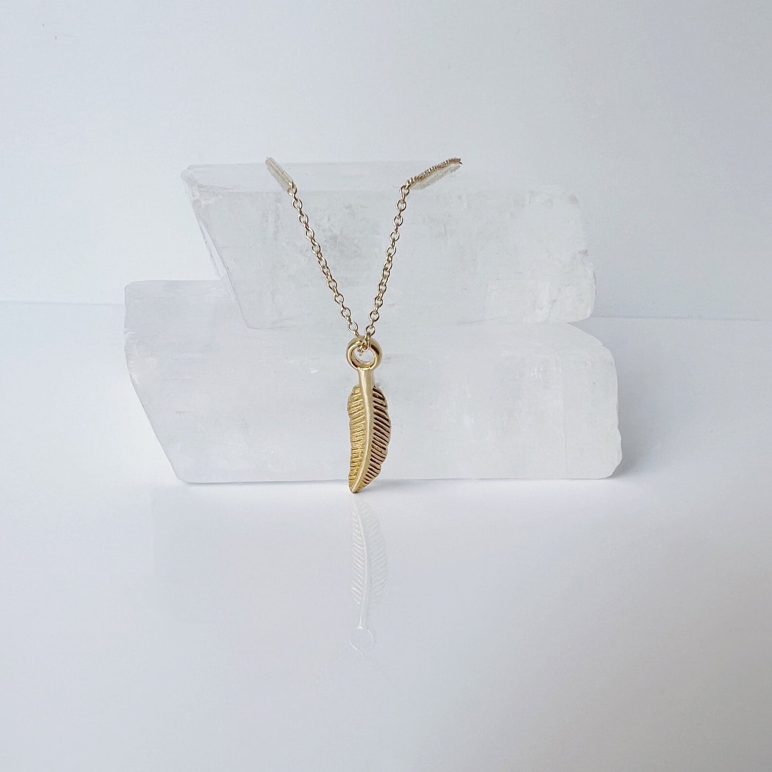 Feather Necklace - Gold Feather Necklace - 14k Gold Filled - Dainty ...