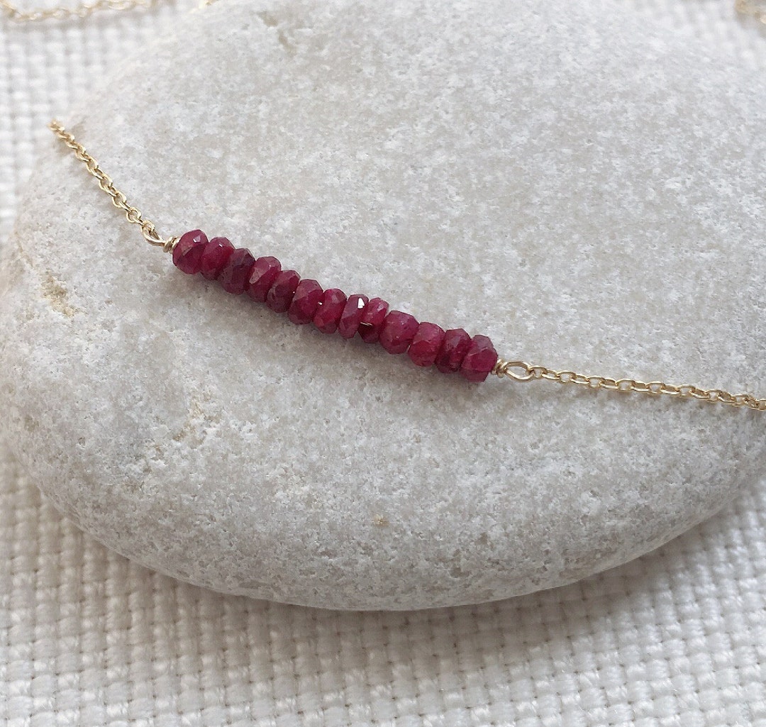 Natural Ruby Bracelet, Ruby Jewelry for Women, July Birthstone Bracelet, Dainty Bracelet ...