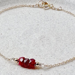 Gold Ruby Bracelet, Genuine Ruby Jewelry, July Birthstone Bracelet ...