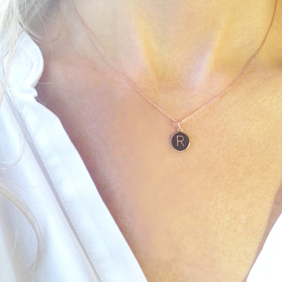 Rose Gold Initial Necklace Rose Gold Letter Necklace Dainty - Etsy