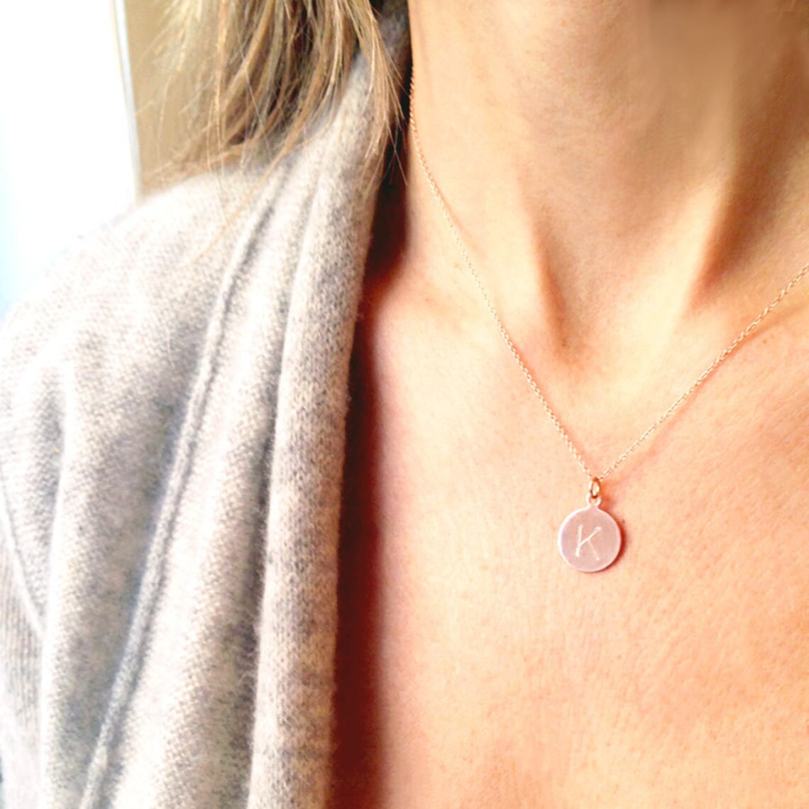 Rose Gold Initial Necklace, Rose Gold Letter Necklace, Rose Gold ...