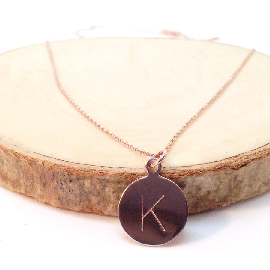 Rose Gold Initial Necklace, Rose Gold Letter Necklace, Rose Gold ...