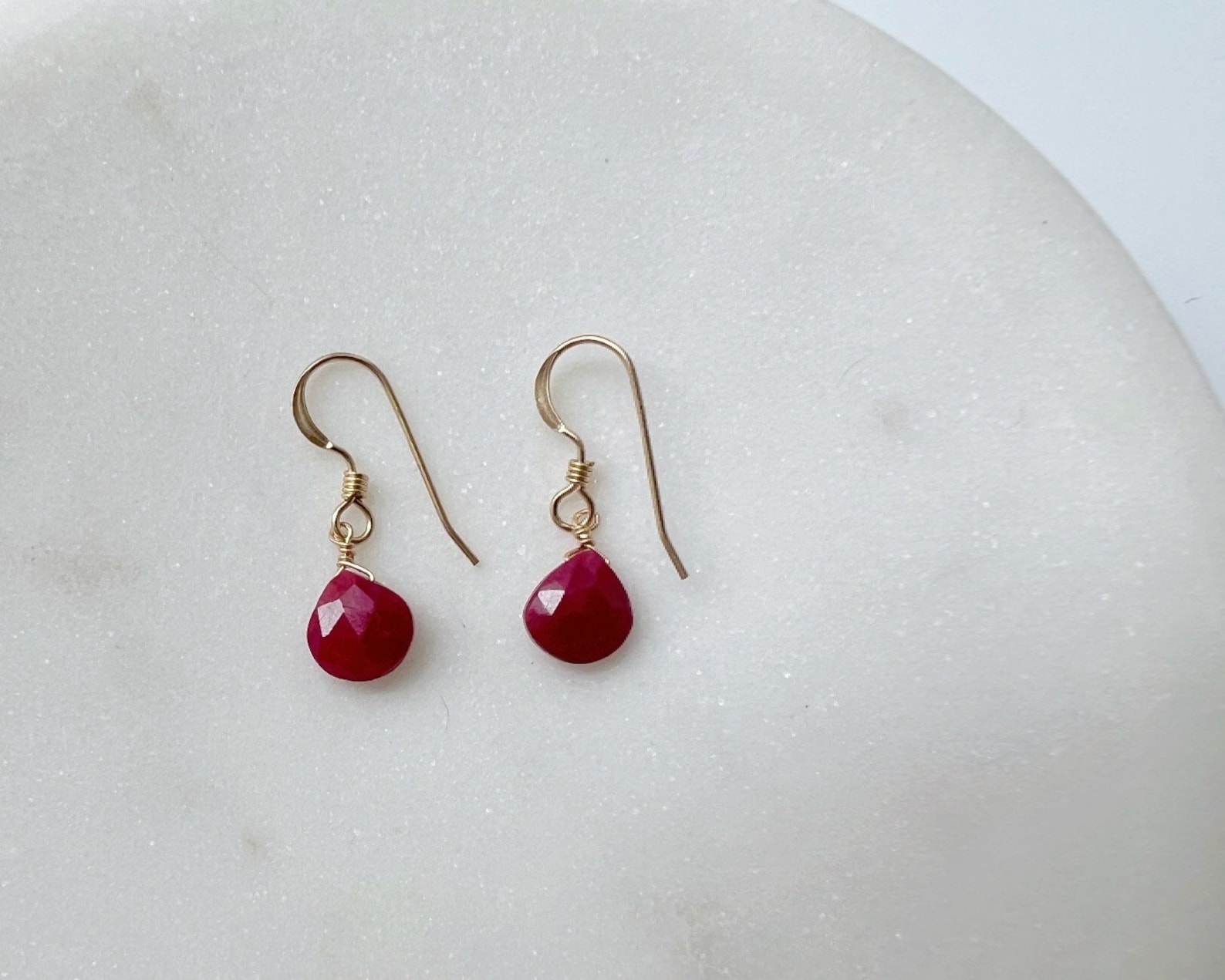 Ruby Earrings, Ruby Drop Earrings, July Birthstone Earrings, Ruby ...