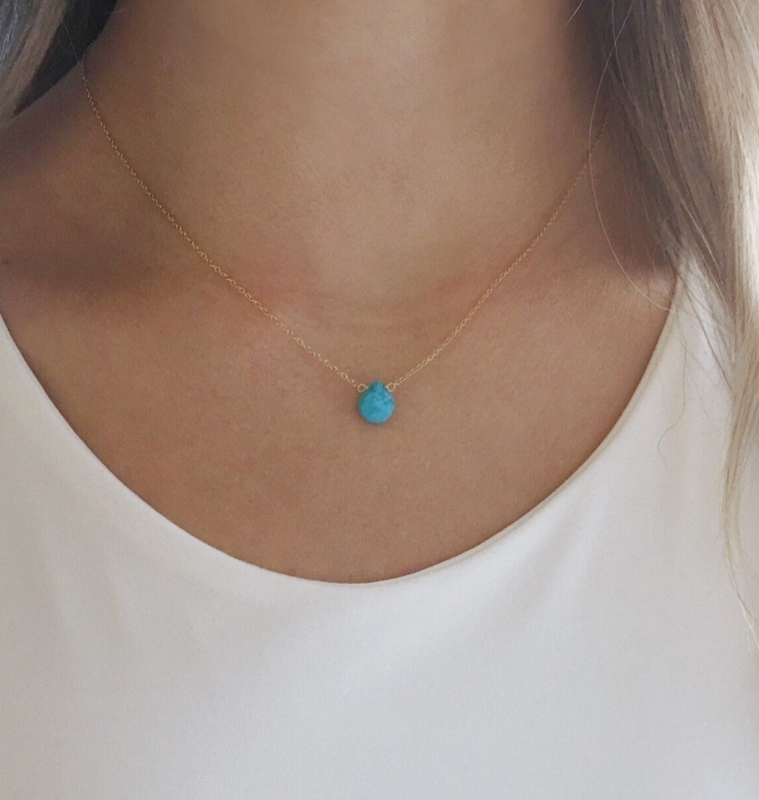 Dainty Turquoise Necklace, Minimalist Turquoise Jewelry, December ...