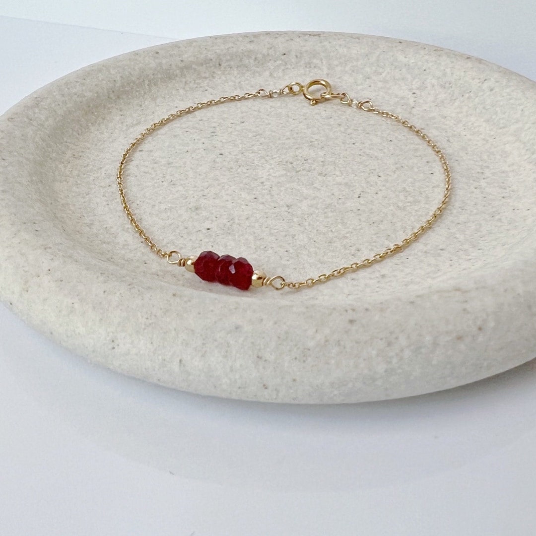 Genuine Ruby Bracelet, Natural Ruby Jewelry, July Birthstone Bracelet ...