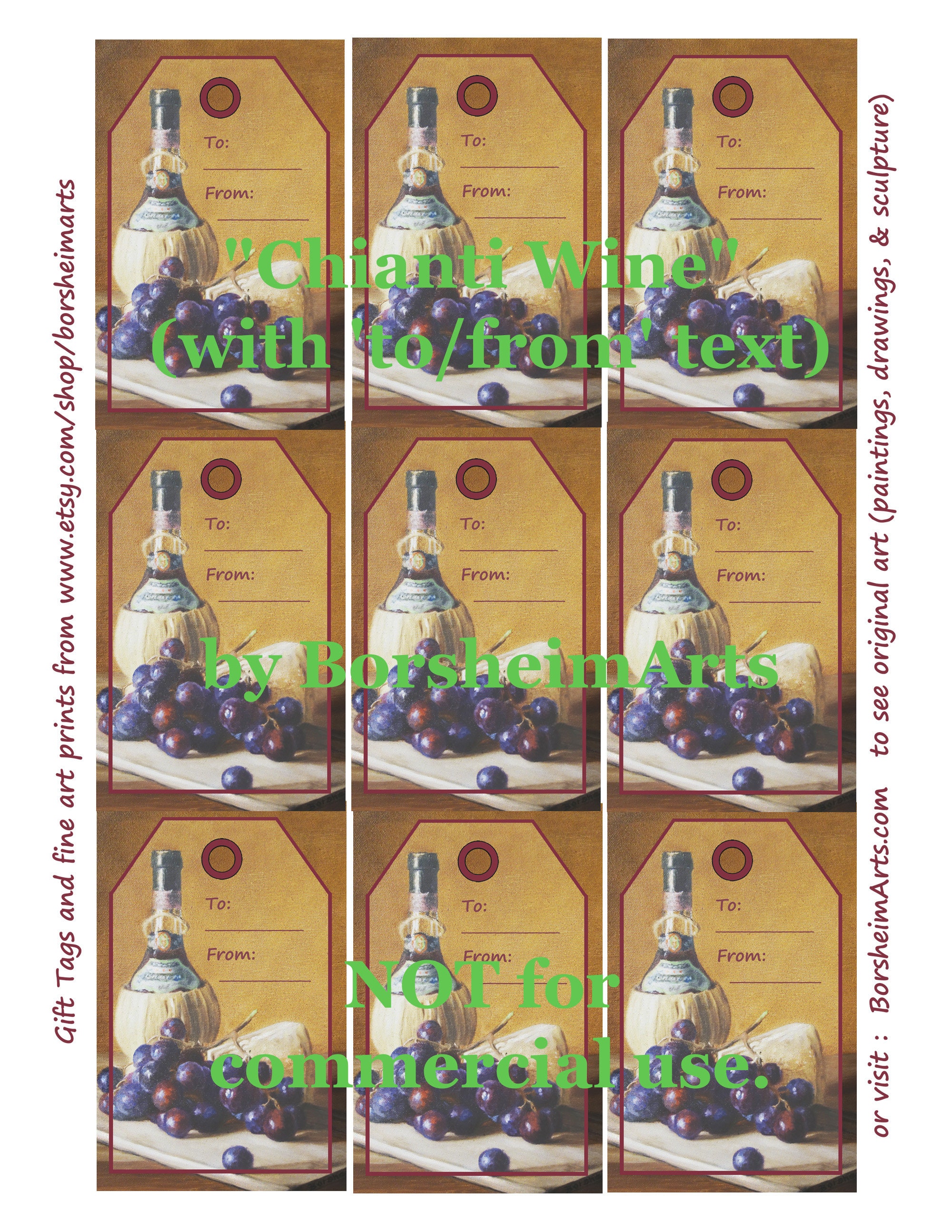 Italian Wine Gift Tags Printable Chianti Wine Lover Gift Tags - Etsy