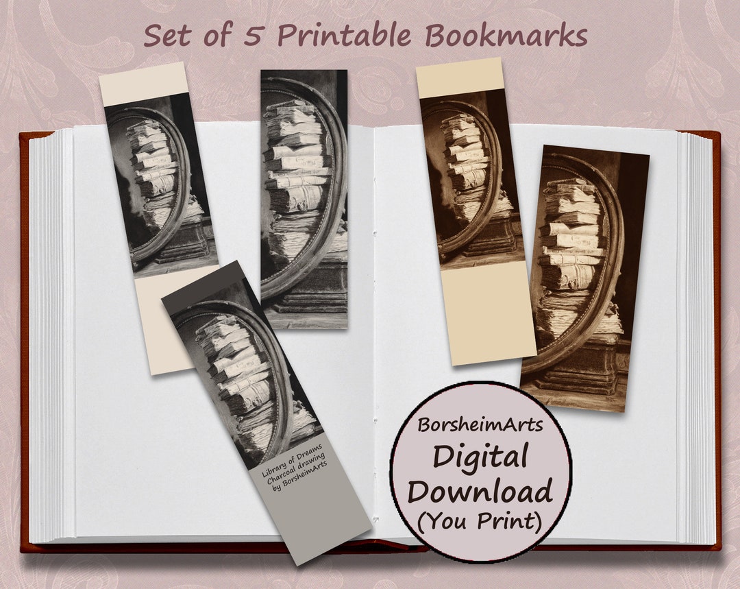 Art Bookmarks Stack of Books Digital Download, Dark Academia Reader ...