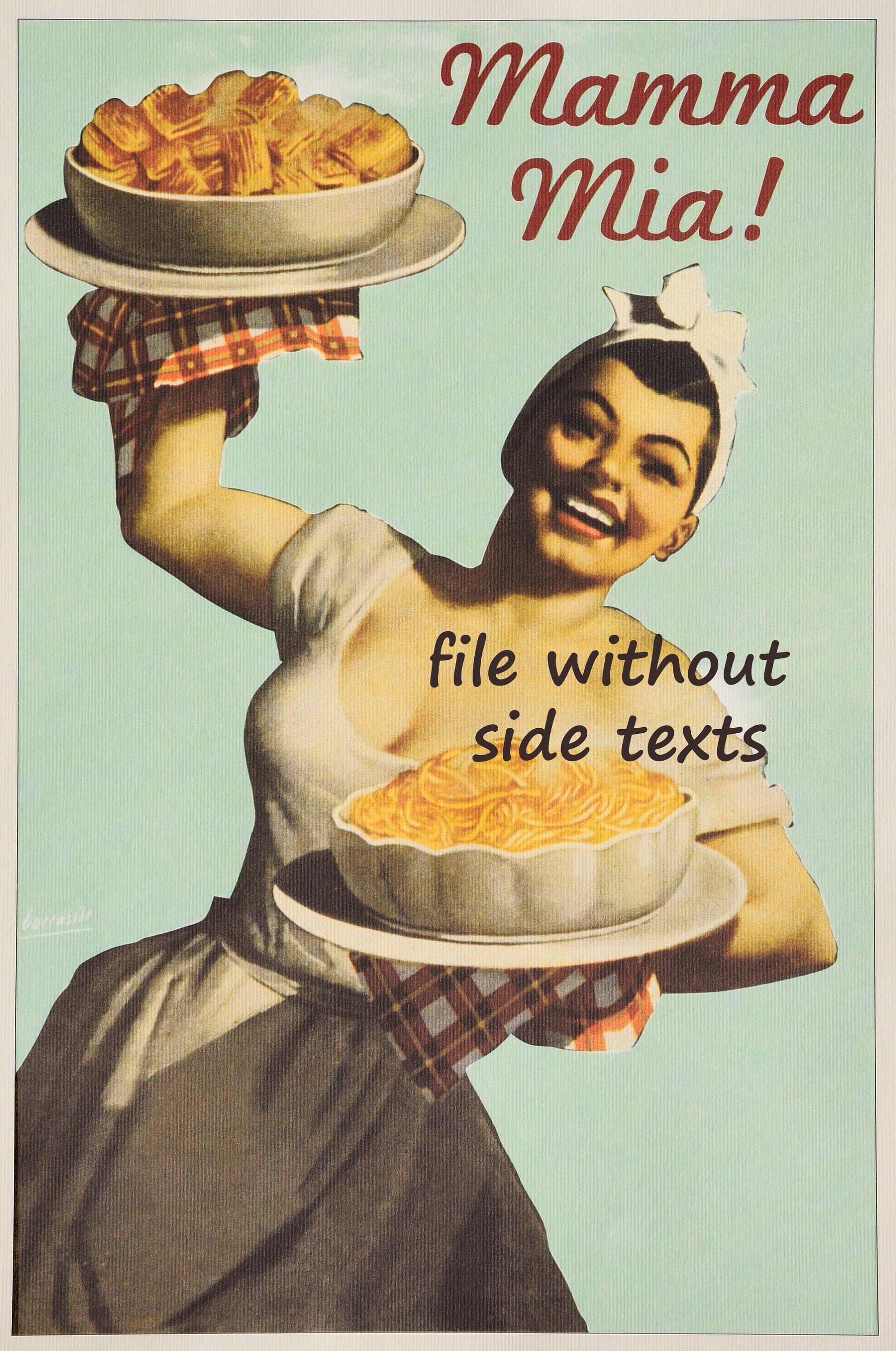 Vintage Spaghetti Pasta Poster, Retro Advertising Illustration Italian ...