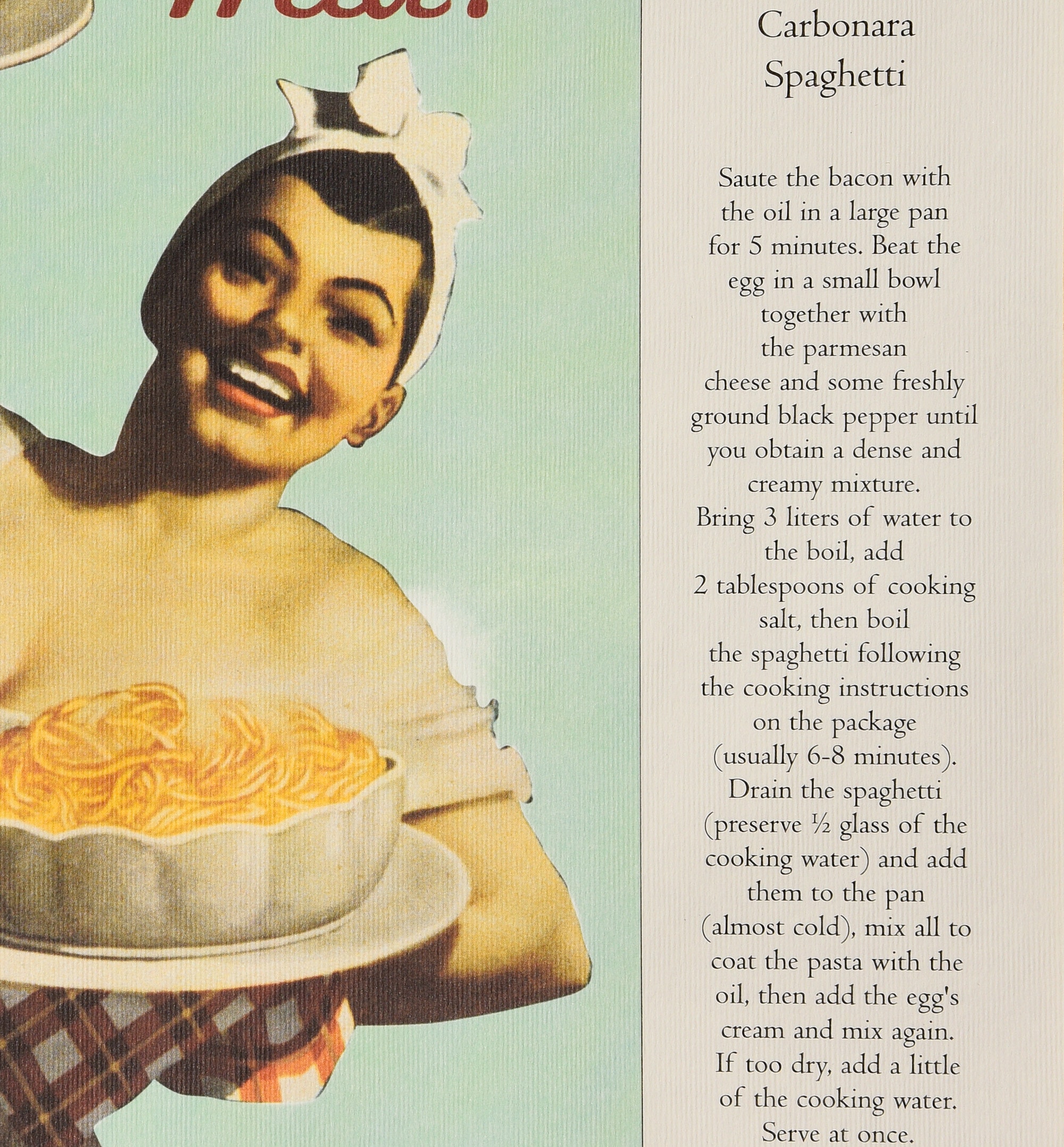 Vintage Spaghetti Pasta Poster, Retro Advertising Illustration Italian ...