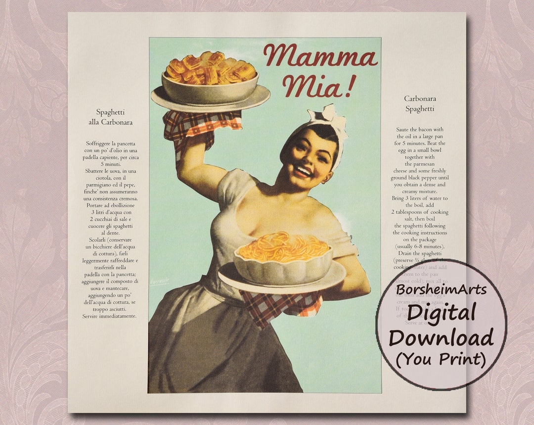 Vintage Spaghetti Pasta Poster, Retro Advertising Illustration Italian ...