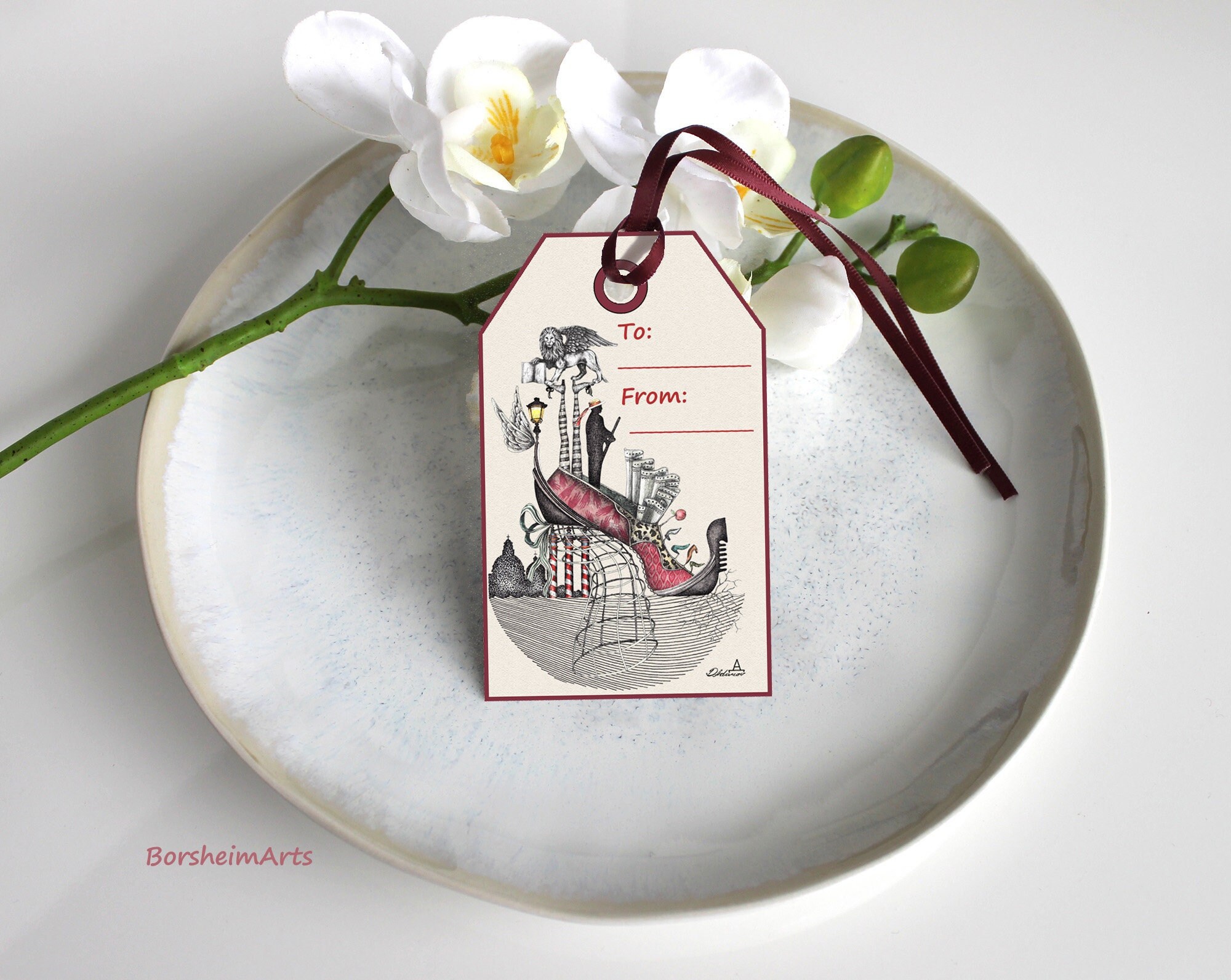 Venice Italy Gift Tags Printable Shoe Art Venetian Gift Wrapping Tags ...
