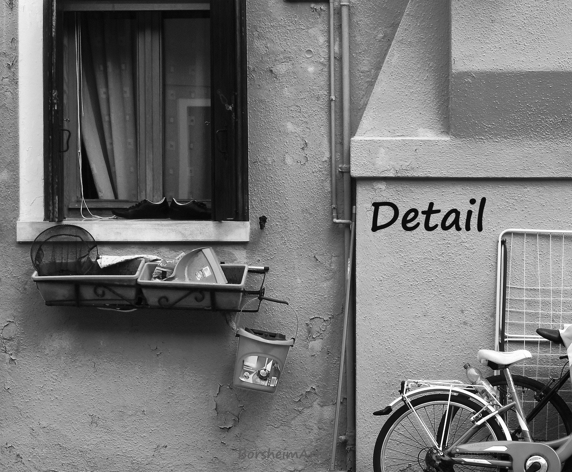 Black and White Hanging Laundry Photo With Bicycles, Venice Italy ...
