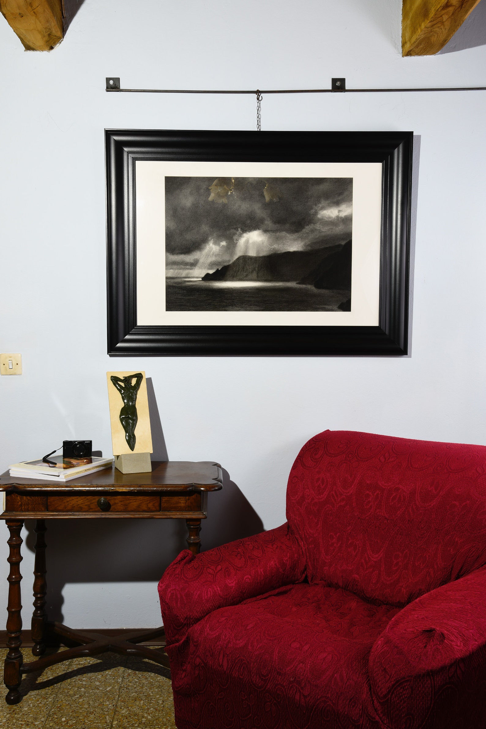 Dramatic Skies Original Charcoal Drawing Framed Art, Dark Stormy Clouds ...