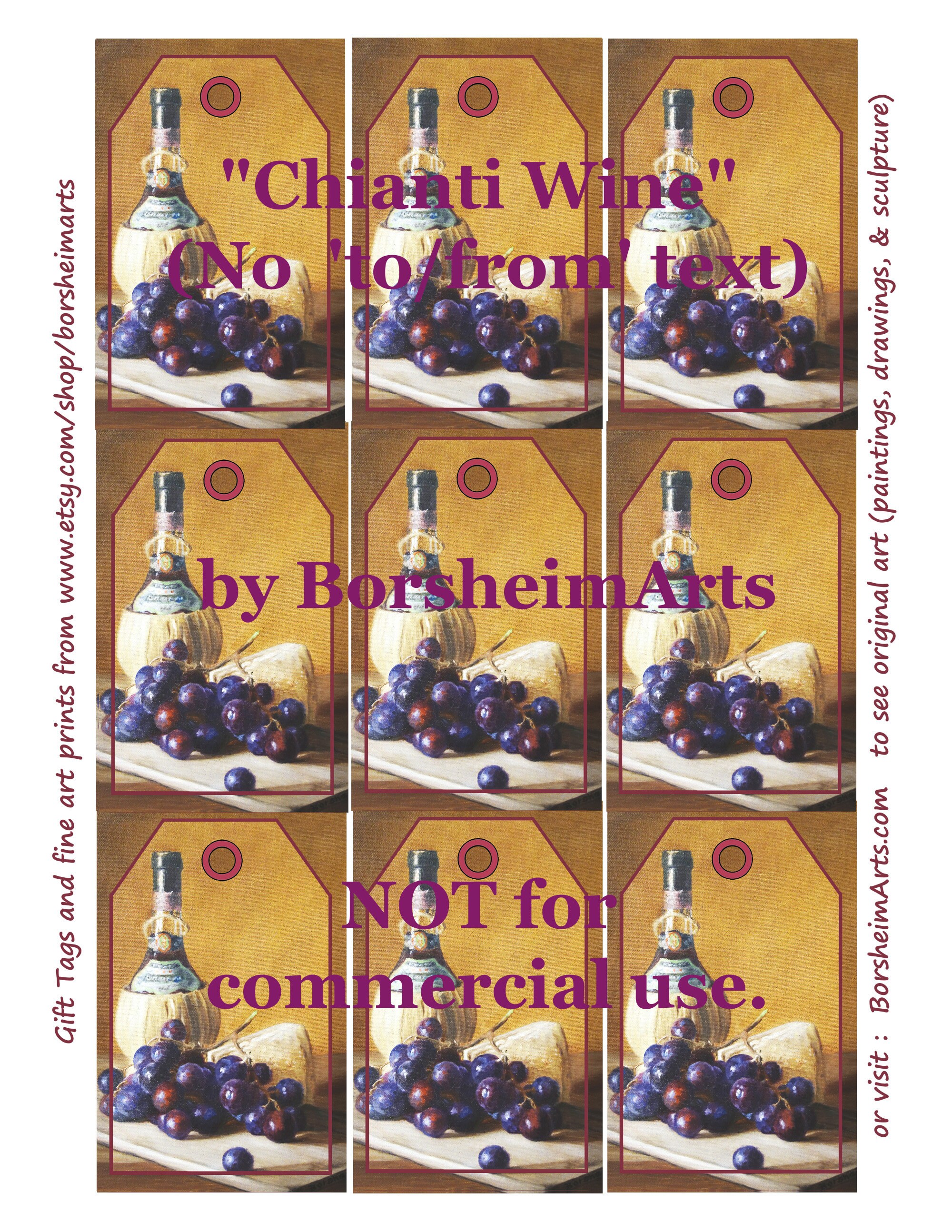 Italian Wine Gift Tags Printable Chianti Wine Lover Gift Tags - Etsy
