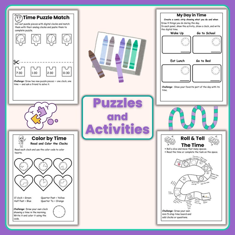 Printable Telling Time Worksheets Bundle | Learn Time Fun | AM PM ...