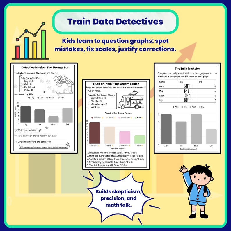 Graphing and Data Worksheets Grade 4–5 | Bar Graphs, Line Graphs, Pie Charts & Logic Puzzles PDF ...