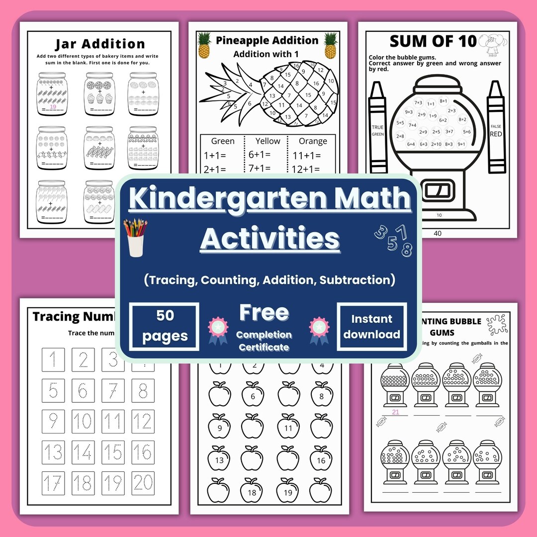 Math Workbook | Kindergarten Math | Tracing 1-30, Counting, Addition ...