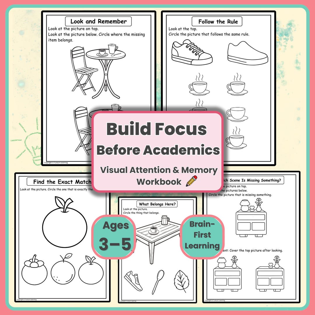 Visual Attention Worksheets for Preschool (ages 3–5) | Calm Focus ...