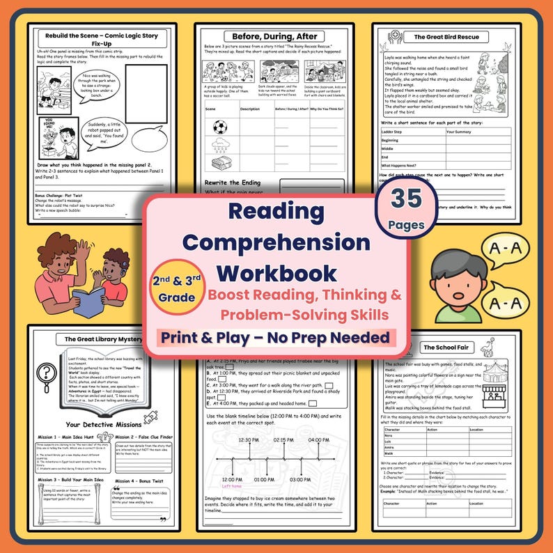 Reading Comprehension Worksheets for Grades 2–3 : Fun Stories & Logic ...