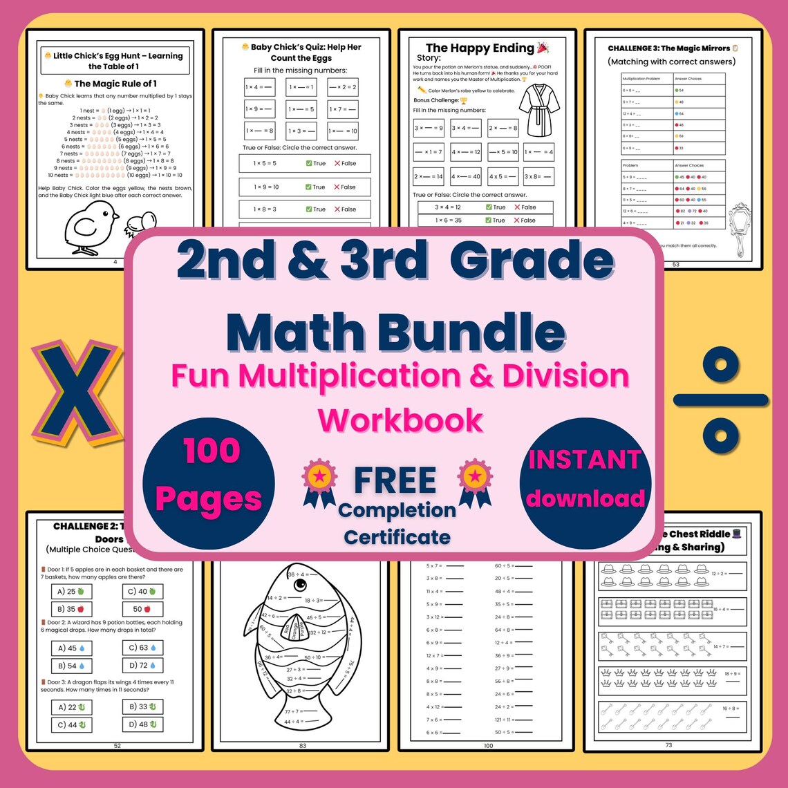 Multiplication Division Math Worksheets | Printable Activities for 2nd ...