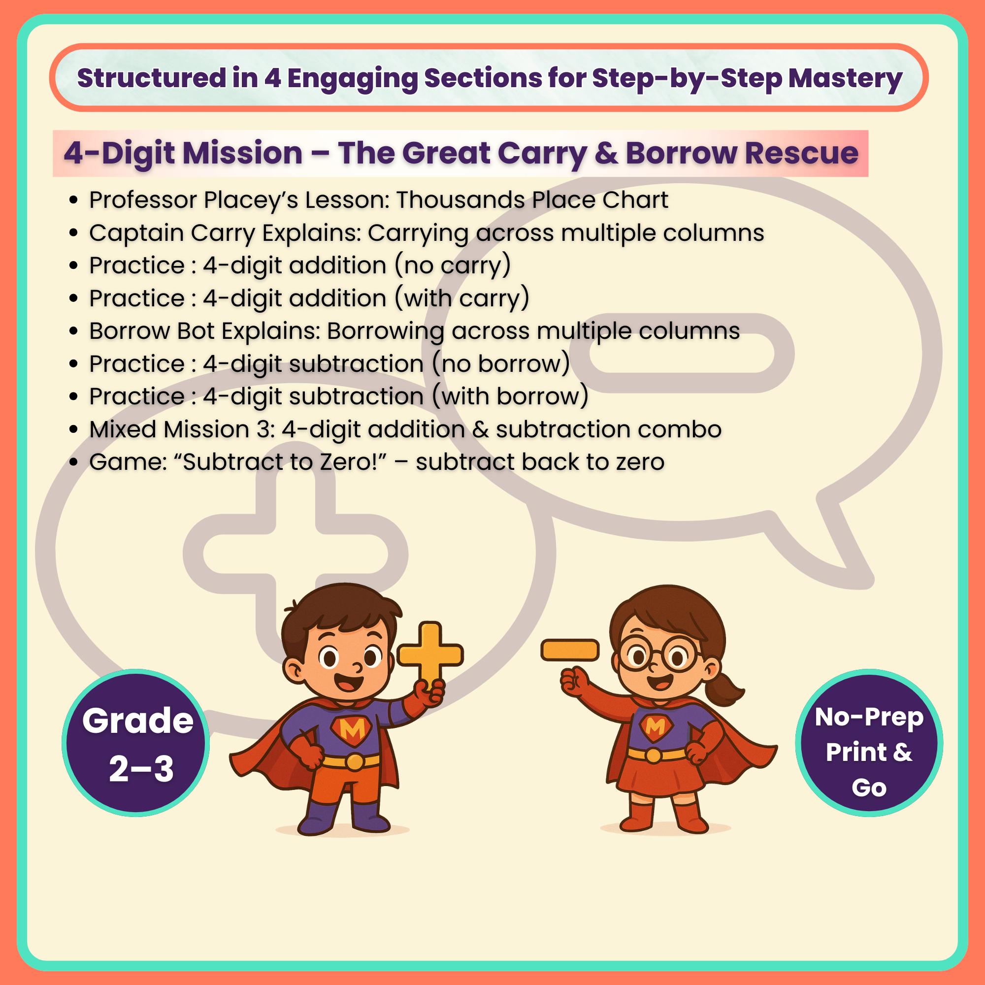 Addition & Subtraction With Regrouping | Carry and Borrow Math Workbook ...