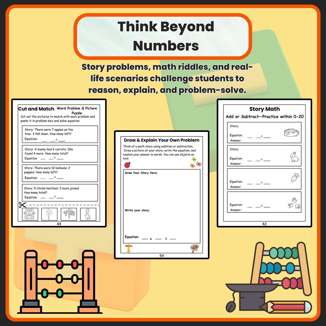 Addition & Subtraction Worksheets: 1st Grade Math Fun Pack (PDF ...