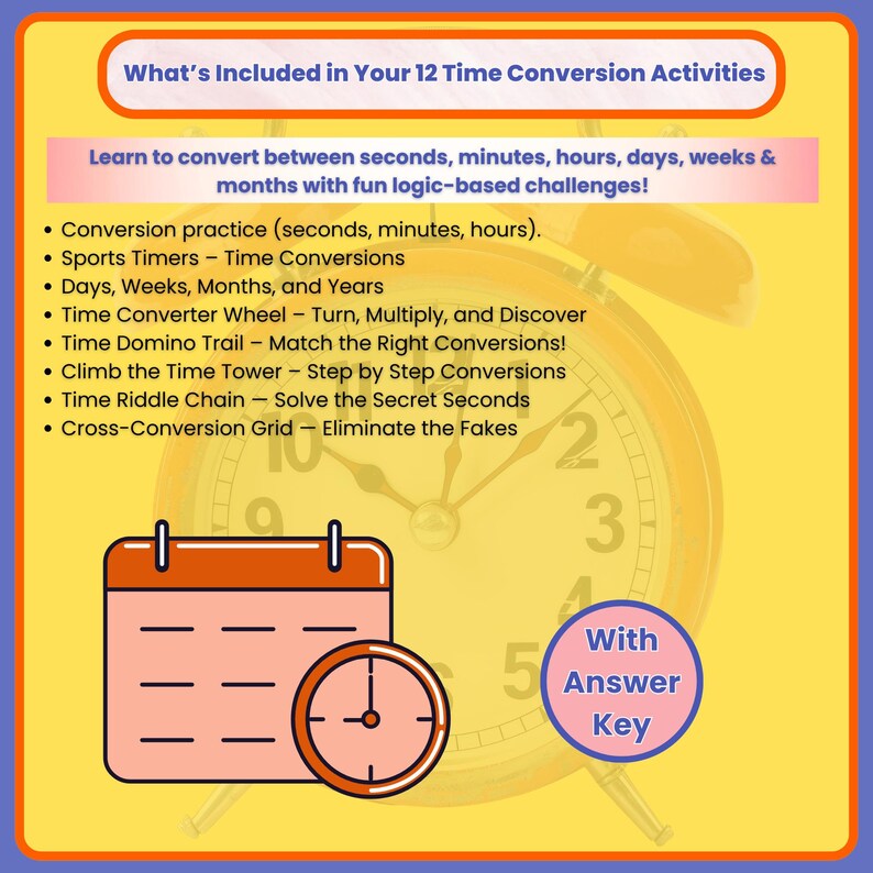 Time Conversion Activities | Grades 4-6, Math Puzzles & Games (PDF) - Etsy