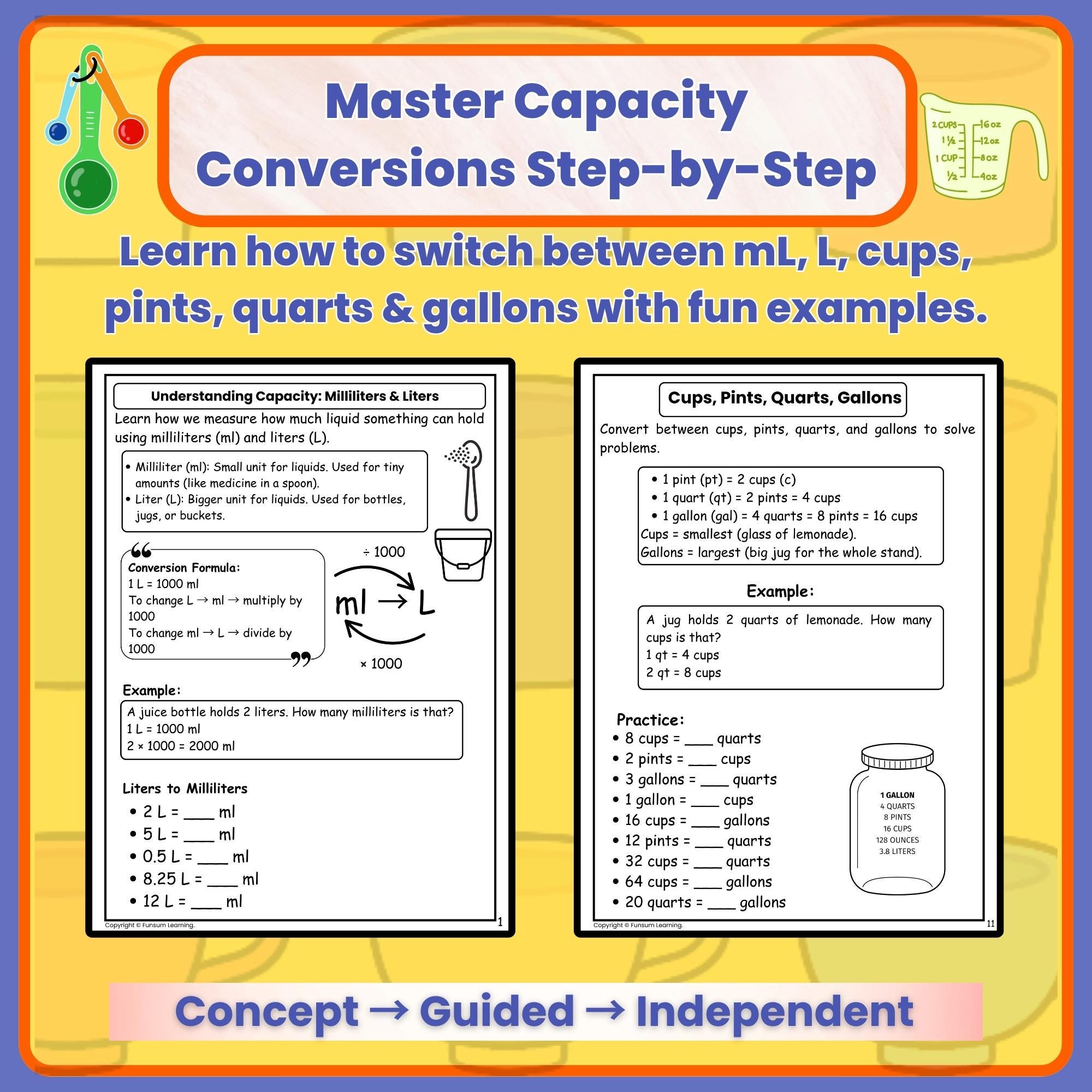 Volume Measurement Worksheets | Capacity & Conversion Activities | Real ...
